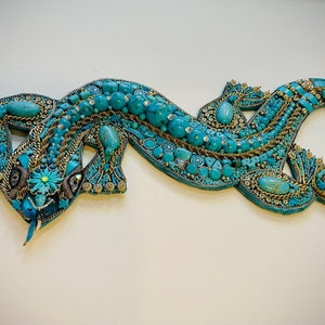 Turquoise Lizard, Framed Jewelry One of a Kind Art, Unique Gift, Home ...