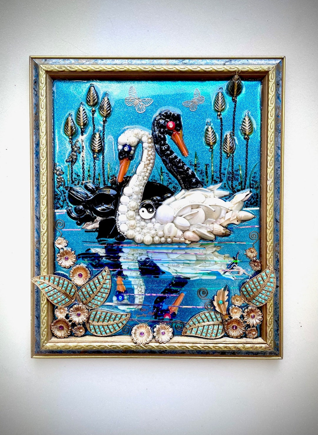 Swan Lake, Framed Jewelry One of a Kind Art, Wall Decor, Unique Gift - Etsy