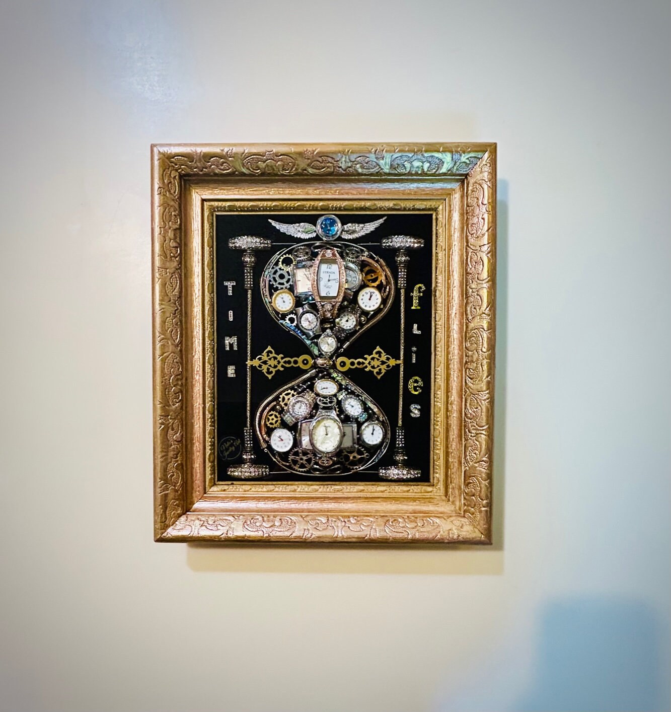 Time Flies Hourglass Sand Timer Framed Jewelry One of Kind - Etsy