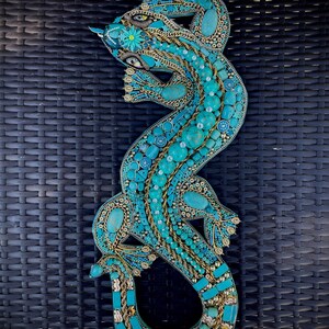 Turquoise Lizard, Framed Jewelry One of a Kind Art, Unique Gift, Home ...