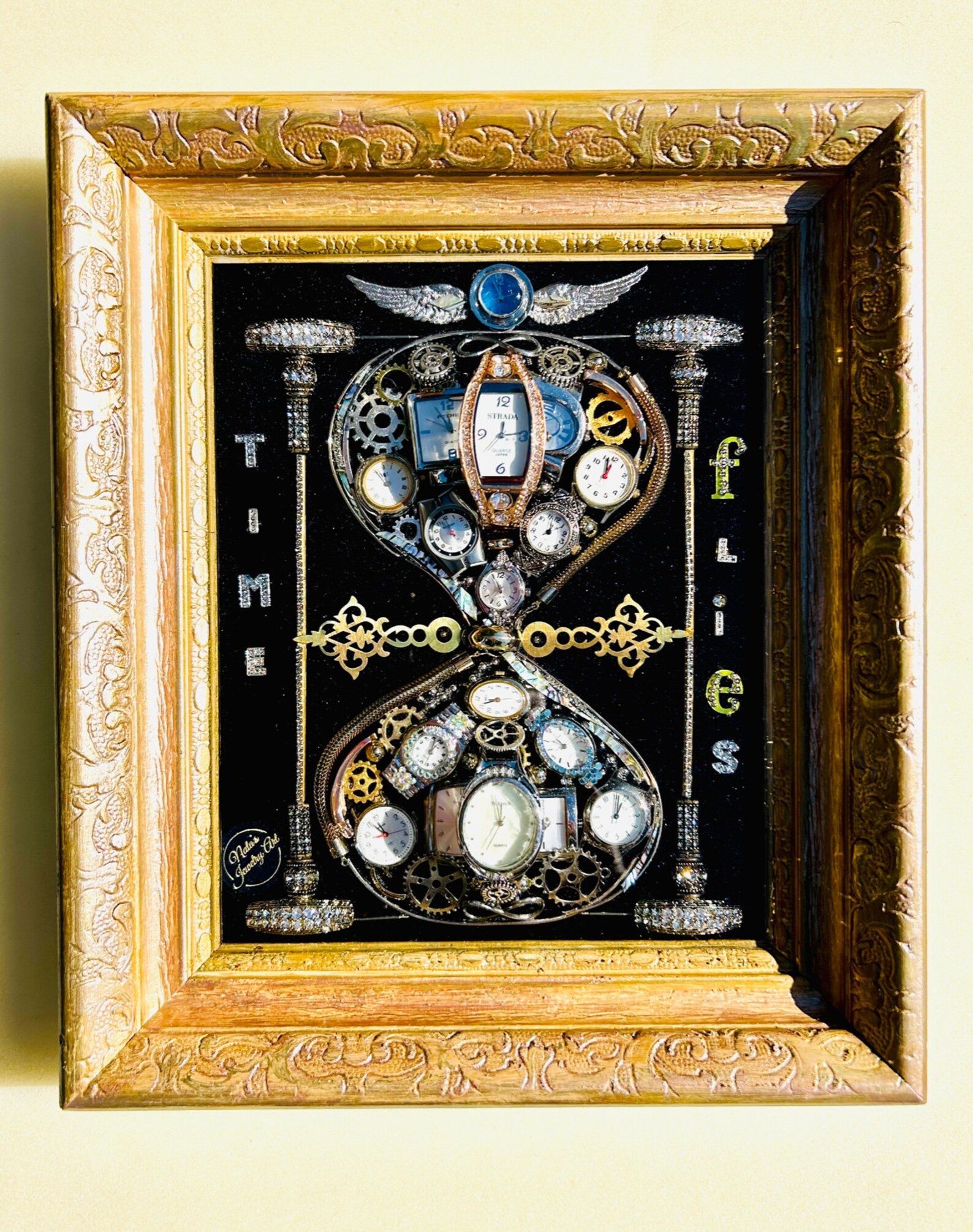 Time Flies Hourglass Sand Timer Framed Jewelry One of Kind - Etsy