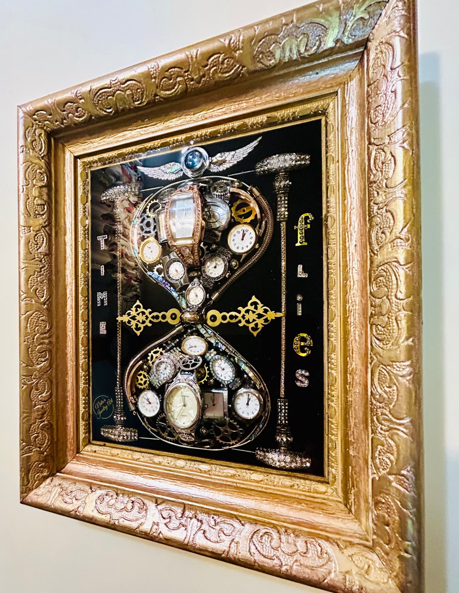 Time Flies Hourglass Sand Timer Framed Jewelry One of Kind - Etsy
