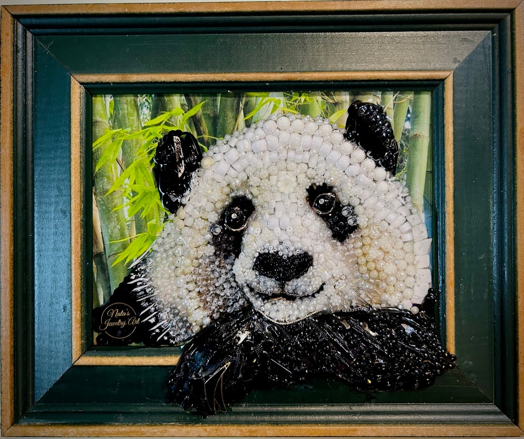 Panda, Framed Jewelry One of a Kind Art, Wall Decor, Unique Gift - Etsy