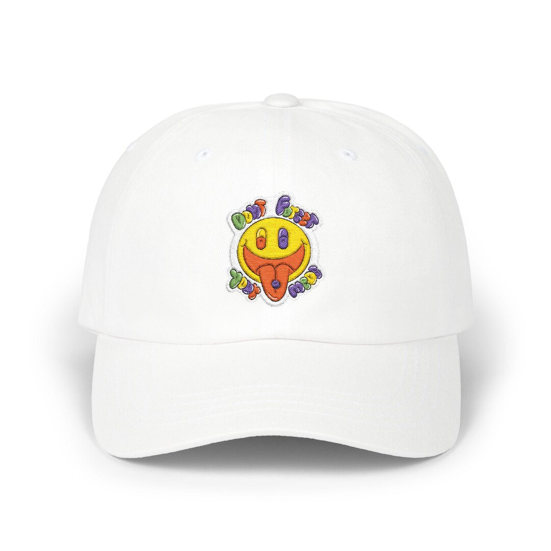 Smiley Face Tongue Out Embroidered Dad Cap | Colorful Retro Patch Hat ...