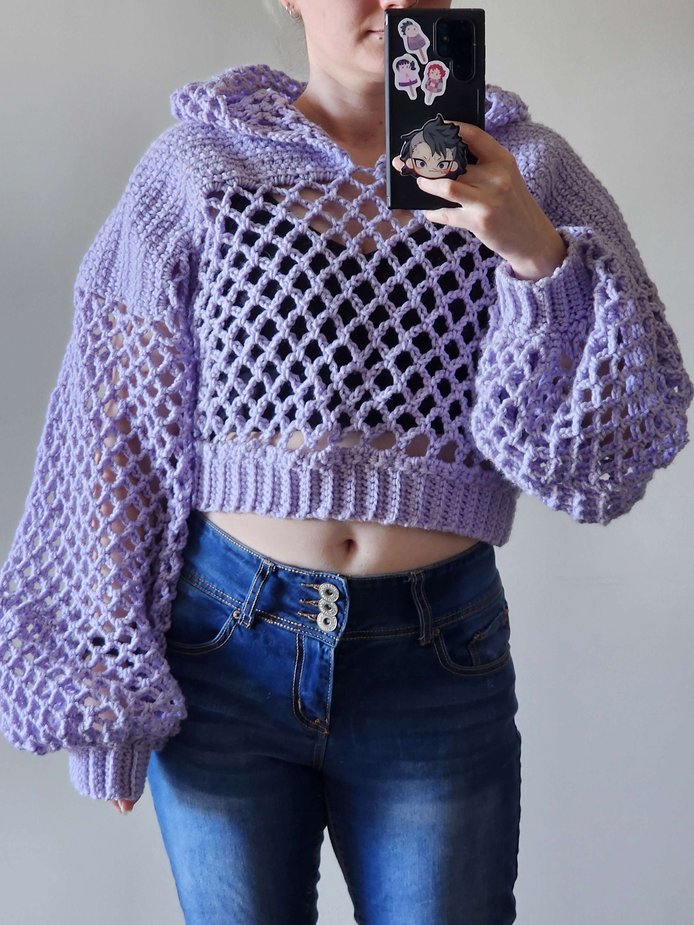 The Cropped Mesh Sweater CROCHET PATTERN - Etsy