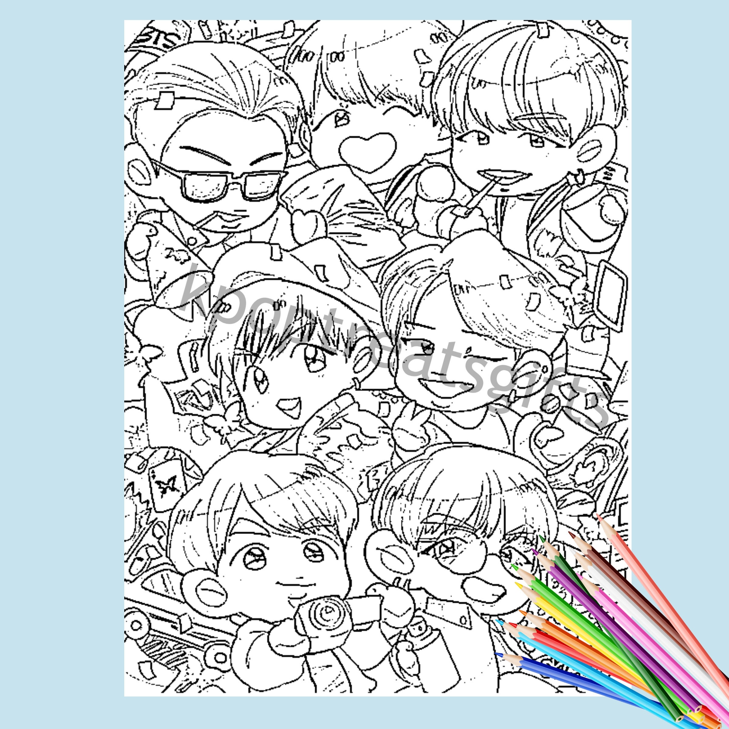 PRINTABLE BTS COLOURING Pages Digital Download - Etsy UK