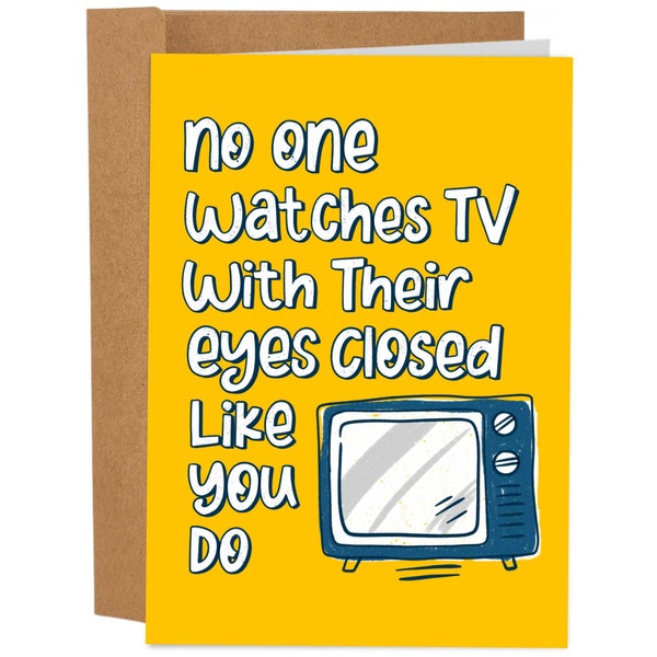 Tv With Eyes Closed Card - Etsy