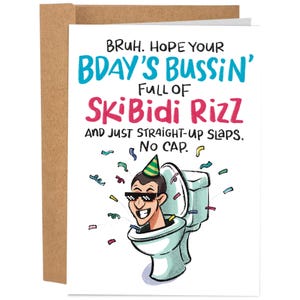Skibidi Rizz Birthday Card Funny Birthday Card, Card for Friend, Rude ...