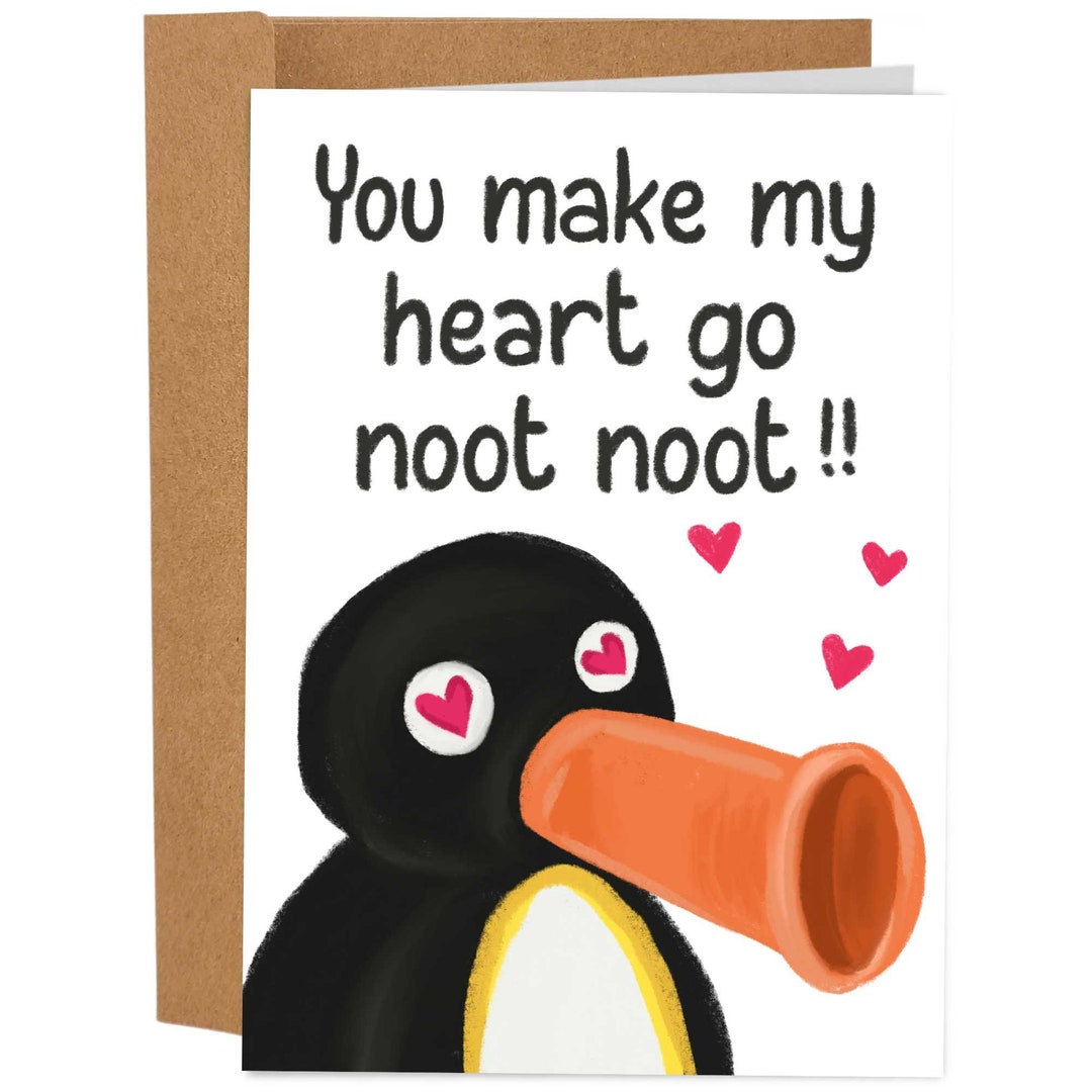 My Heart Go Noot Noot Funny Anniversary Card, Gift for Wife, Valentine ...