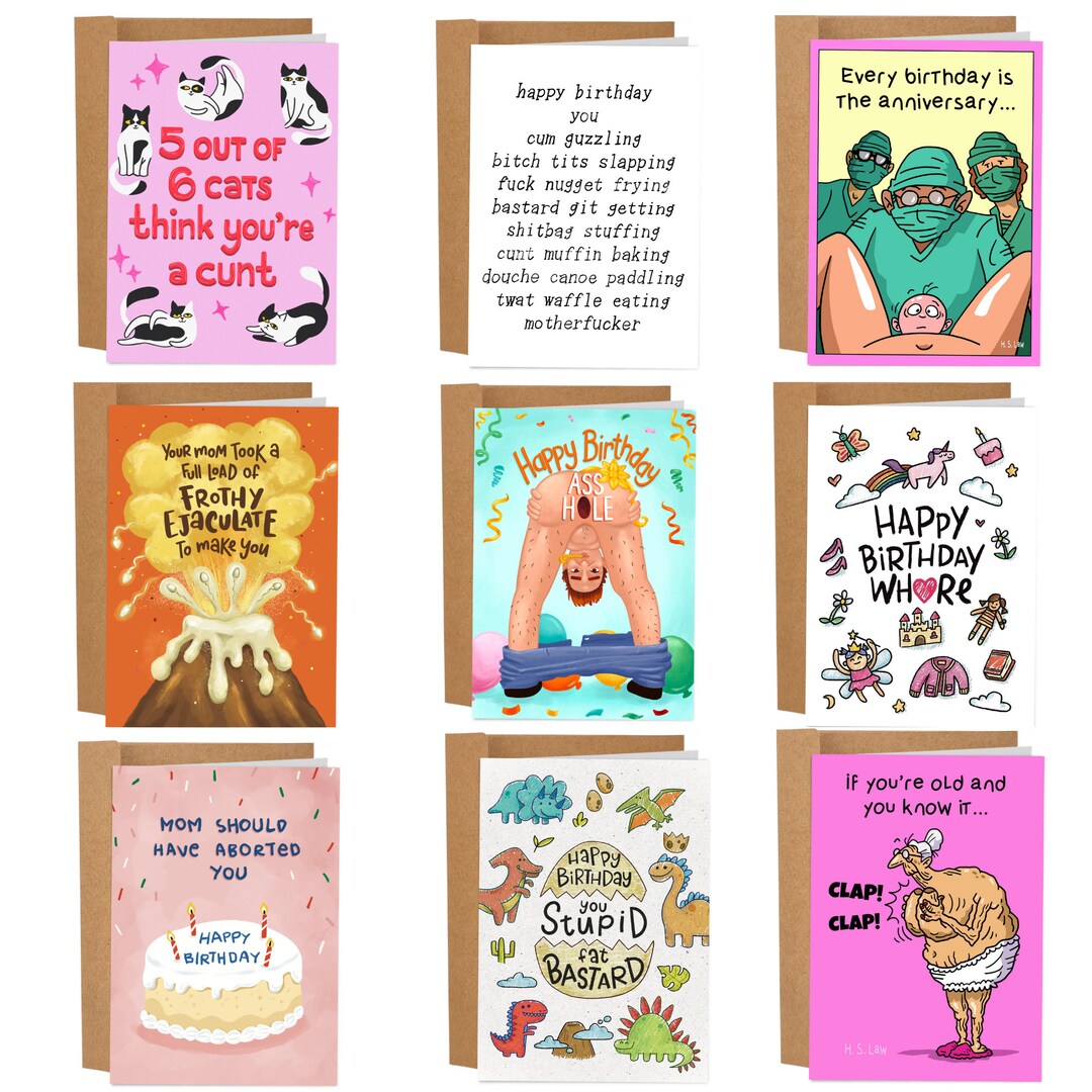 9 Worst Birthday Cards Ever Set, Sleazy Greetings Funny Birthday Cards ...