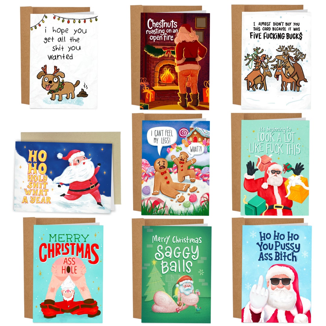 9 Worst Christmas Cards Ever Set, Sleazy Greetings Funny Christmas Card ...