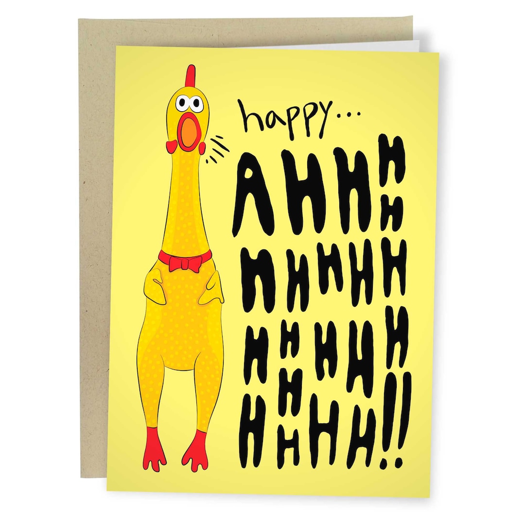Happy Ahh, Funny Birthday Card, Rude Screaming Chicken Greeting Card ...
