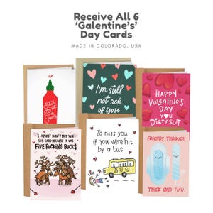 6 Galentine's Day Cards Bundle, Sleazy Greetings Funny Greeting Cards ...