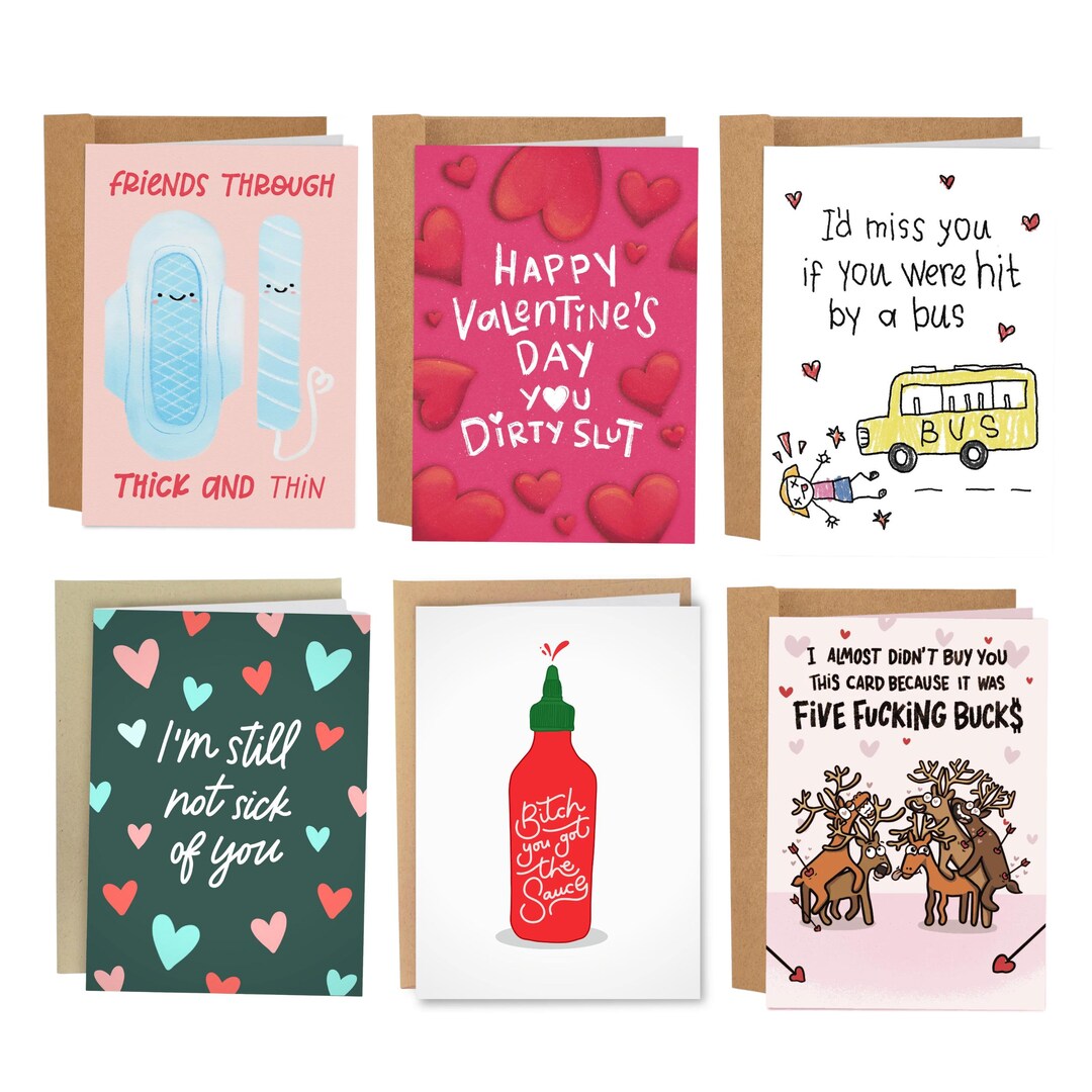 6 Galentine's Day Cards Bundle, Sleazy Greetings Funny Greeting Cards ...