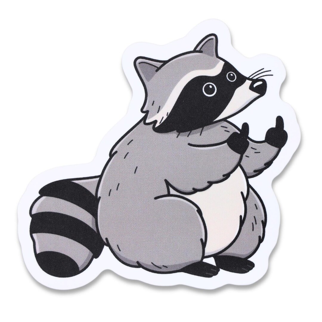 Fat Chubby Raccoon Middle Finger Funny Vinyl Sticker - Etsy