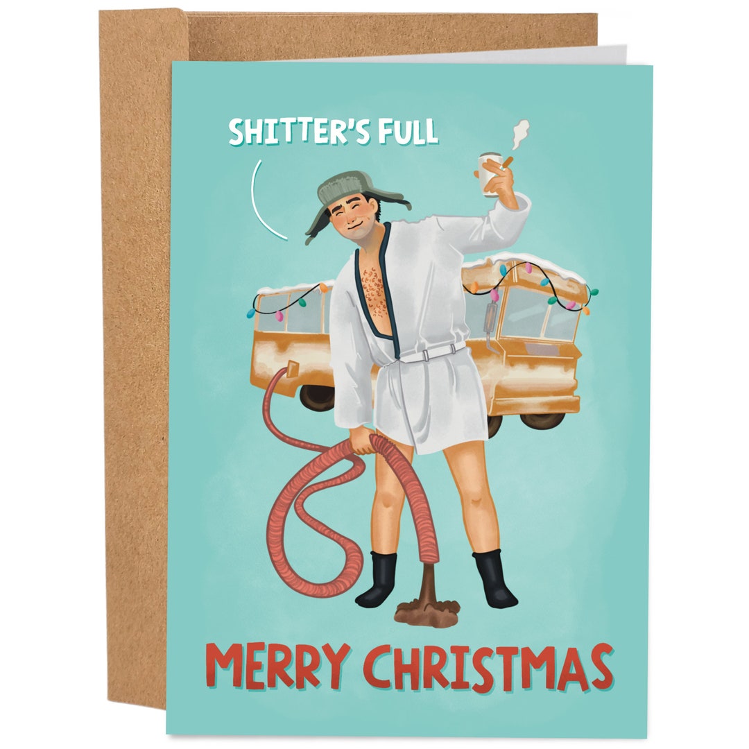 Shitter's Full Merry Christmas Funny Christmas Card, Rude Greeting Card, Offensive Holiday Card ...