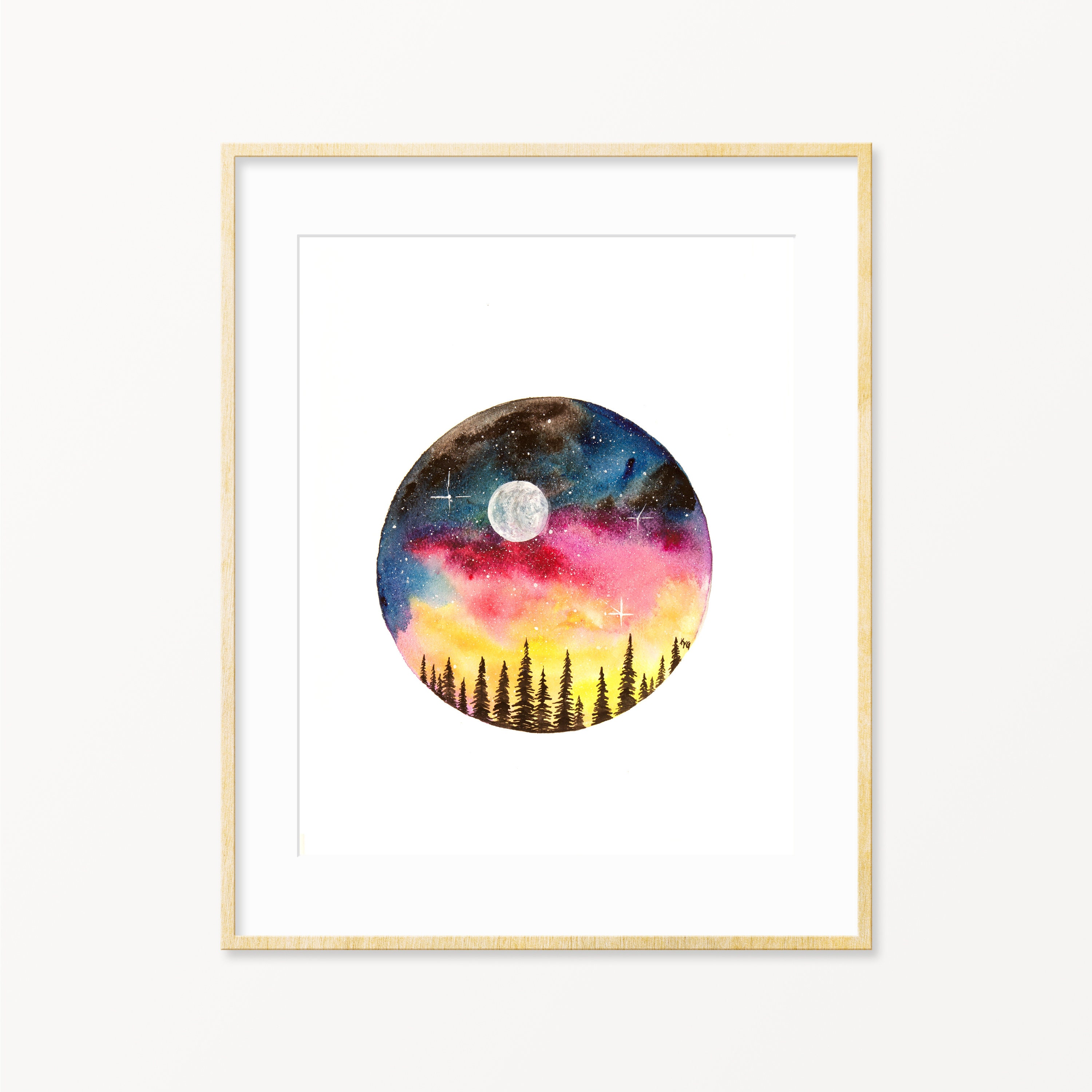 Watercolor Night Sky Circle - Etsy