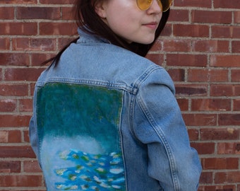 Monets Poppy Field Inspired Hand Painted Denim Jacket - Etsy