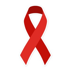 Red Awareness Ribbon Heart Disease Awareness Stickers Red Ribbon ...