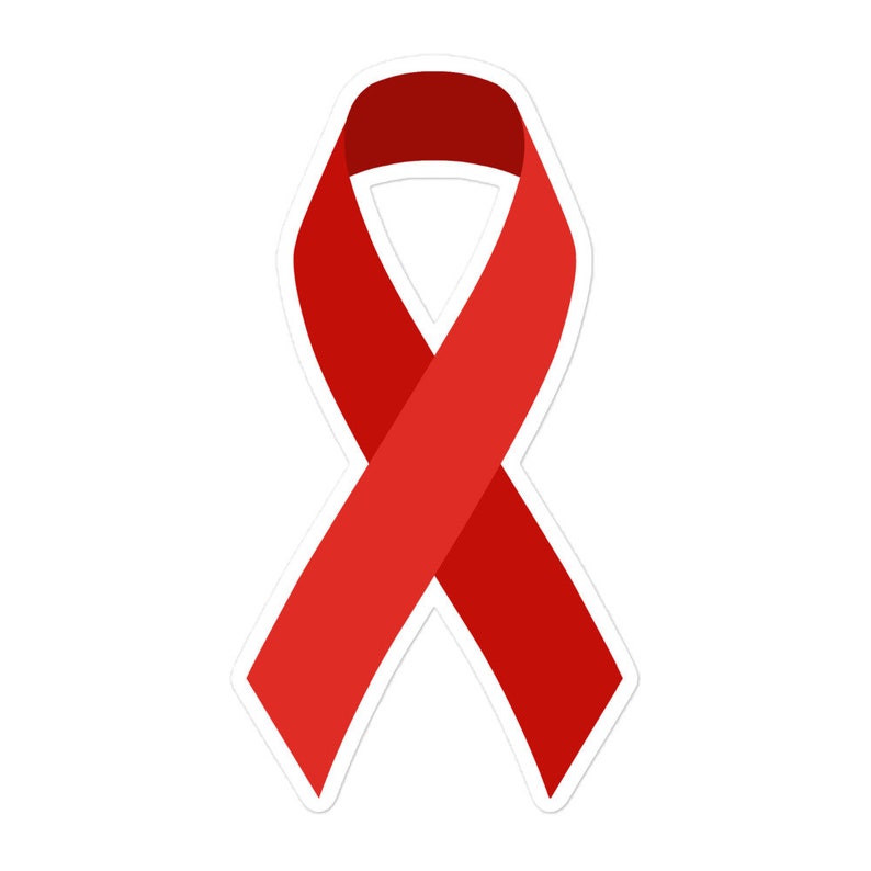 Red Awareness Ribbon Heart Disease Awareness Stickers Red Ribbon ...