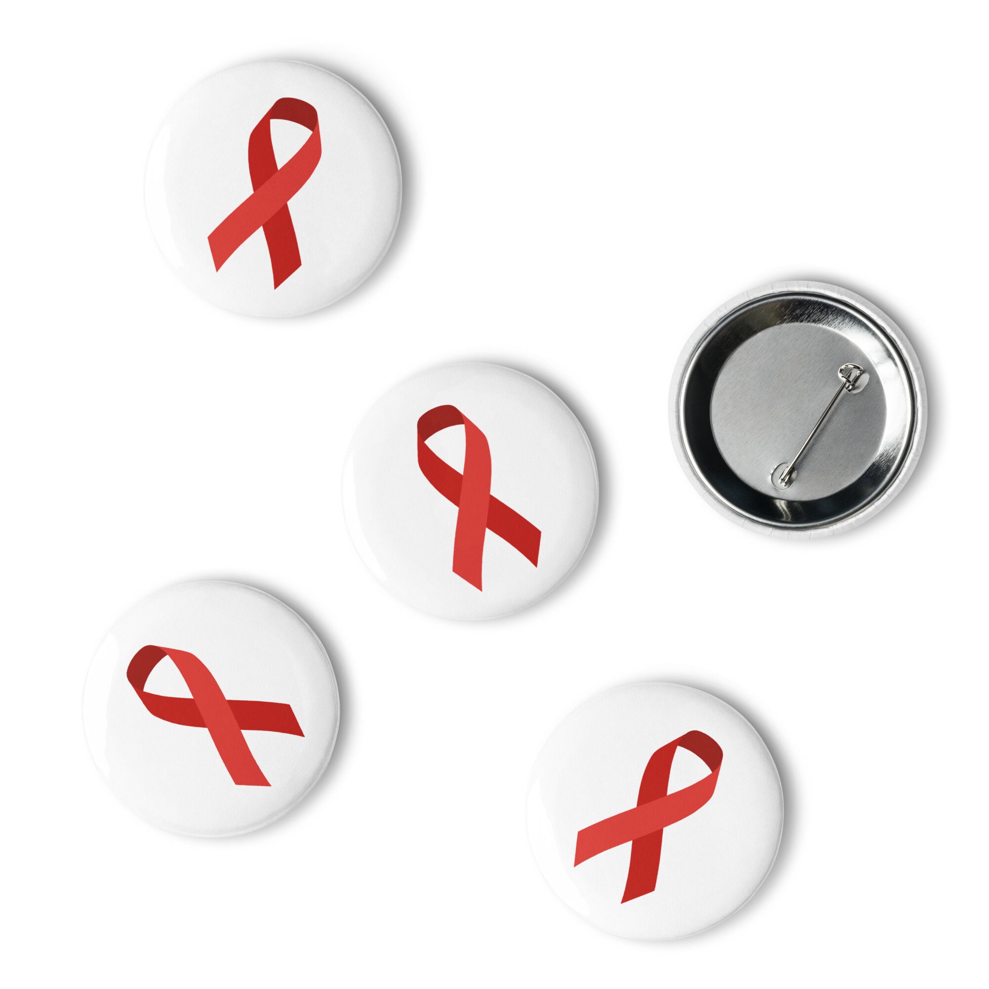 Red Awareness Ribbon Heart Disease Awareness Buttons Red Ribbon Sticker ...