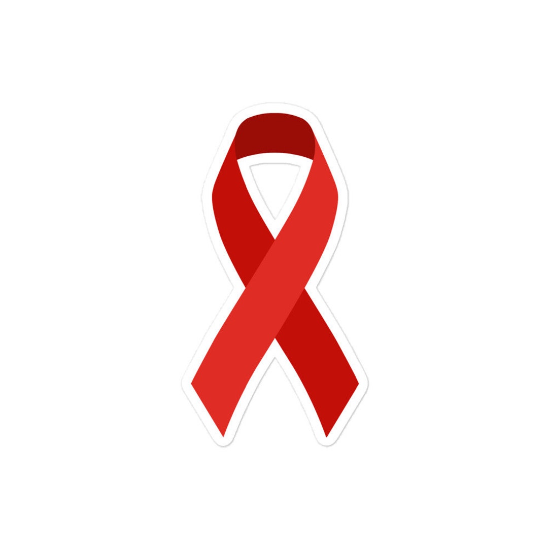 Red Awareness Ribbon Heart Disease Awareness Stickers Red Ribbon ...