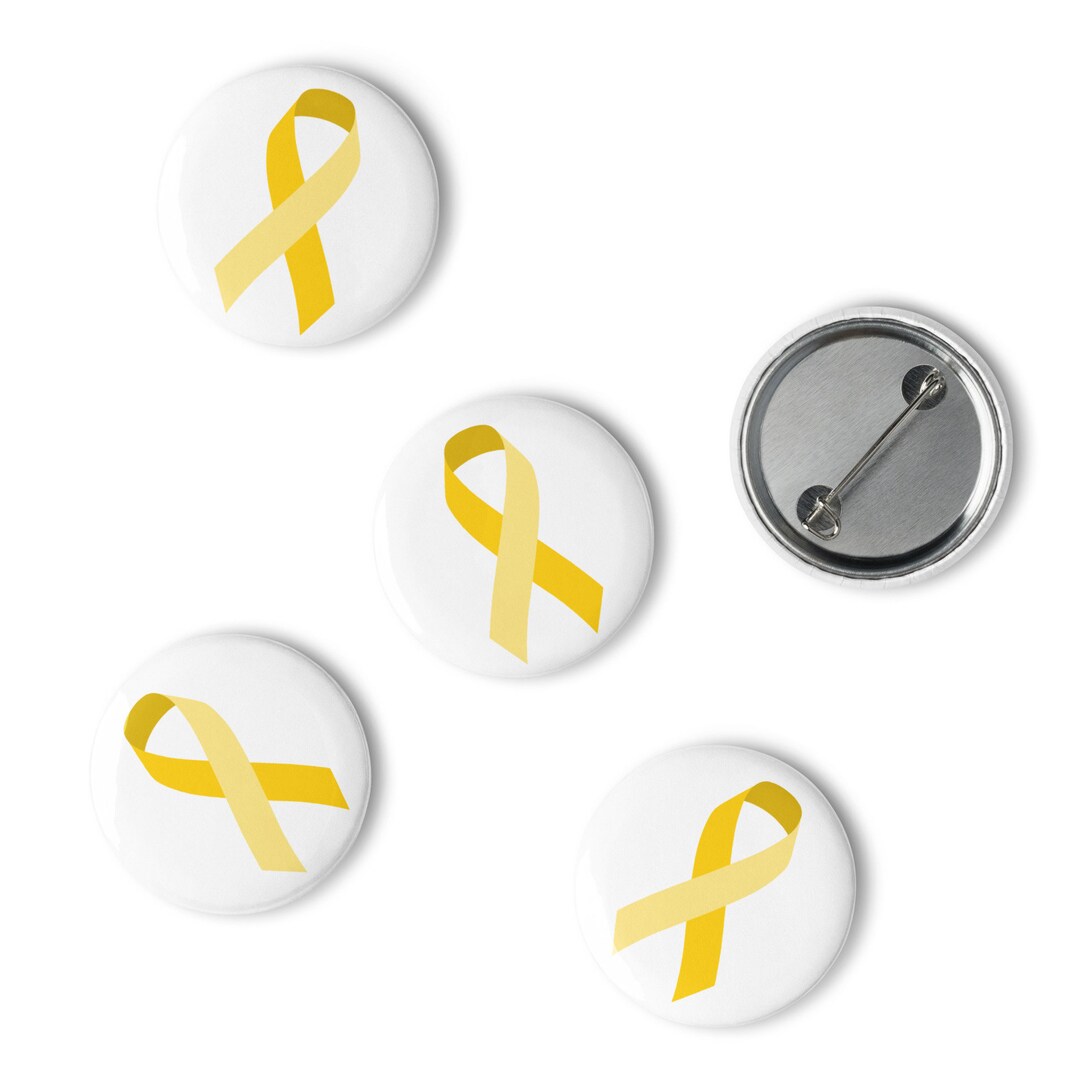 Yellow Awareness Ribbon Pins | Set of Pin Buttons | Gold Awareness ...