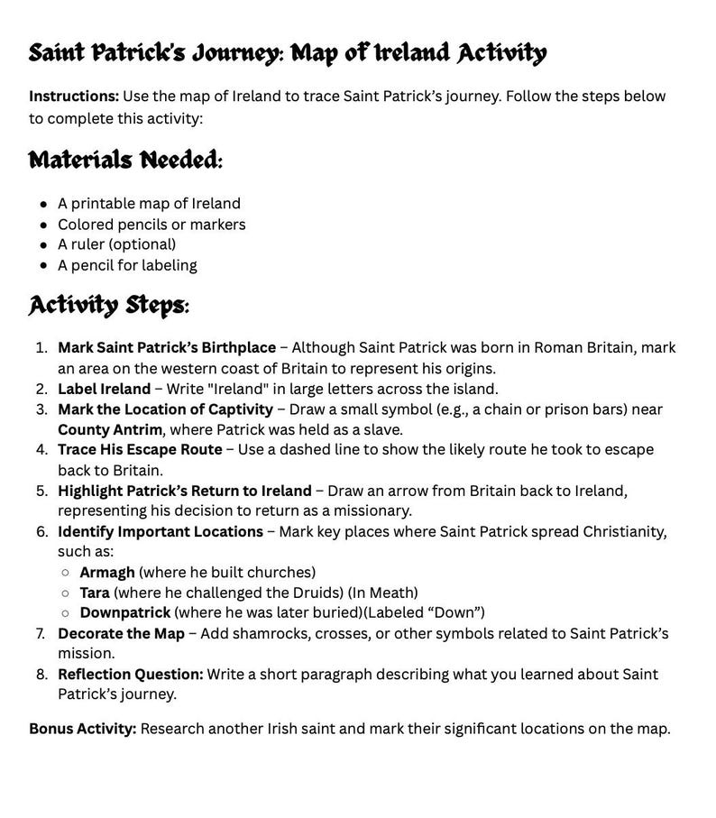 Saint Patrick Unit Study | Catholic Homeschool Printable | 5-day Lesson ...