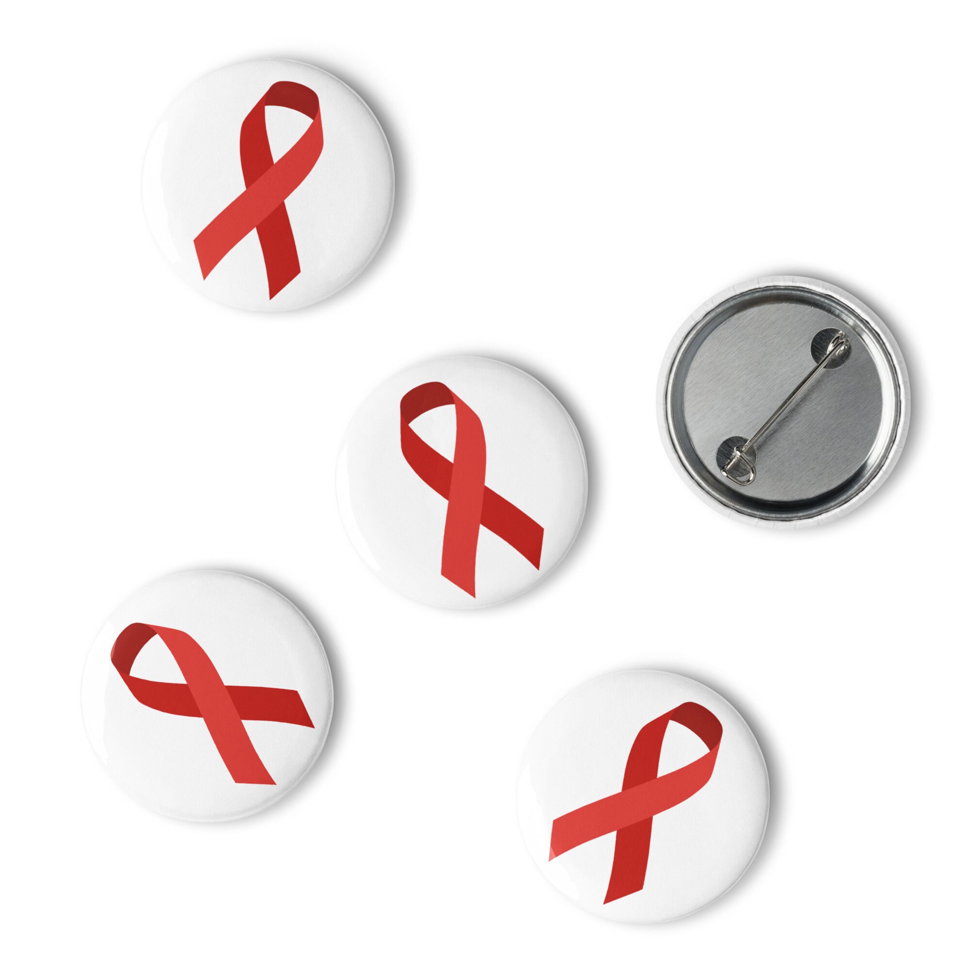 Red Awareness Ribbon Heart Disease Awareness Buttons Red Ribbon Sticker ...