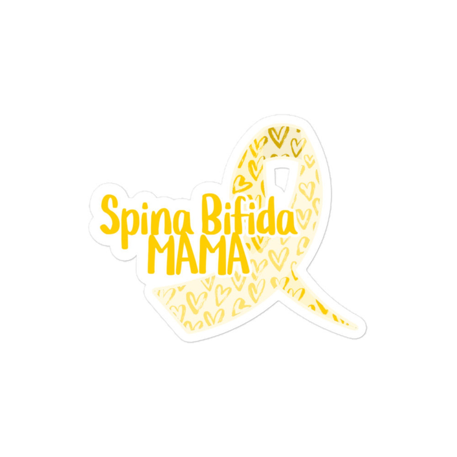 Spina Bifida Awareness Sticker | Yellow Gold Ribbon | MMC Support ...