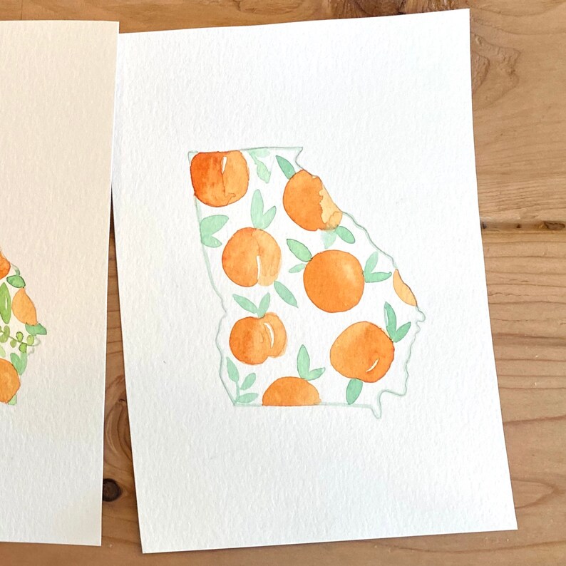 Georgia Peach State DIGITAL Watercolor Print 5x7 DIGITAL Downloadable ...