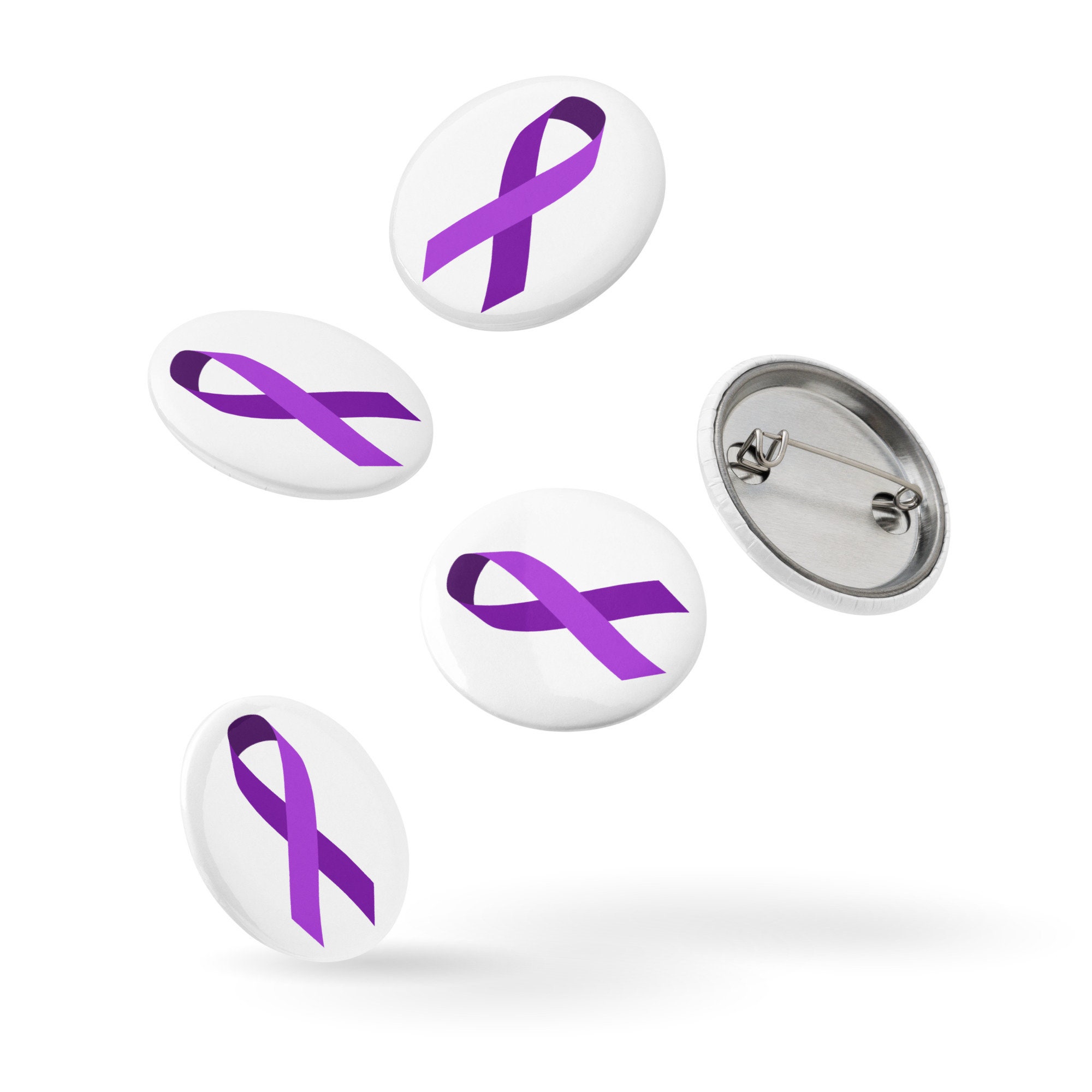 Purple Awareness Ribbon Pins Set of Pin FIVE Buttons Chiari ...