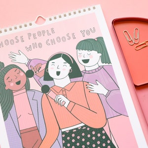 Illustrated Calendar 2024 Calendar Girls Wall Calendar Self-love and ...