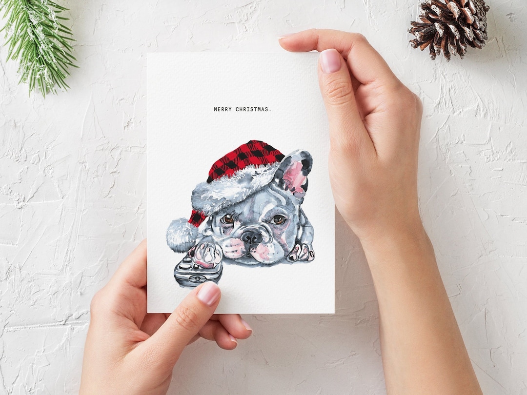 French Bulldog Christmas Stationery Cards, Handmade Watercolor ...