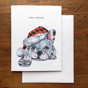 French Bulldog Christmas Stationery Cards, Handmade Watercolor ...