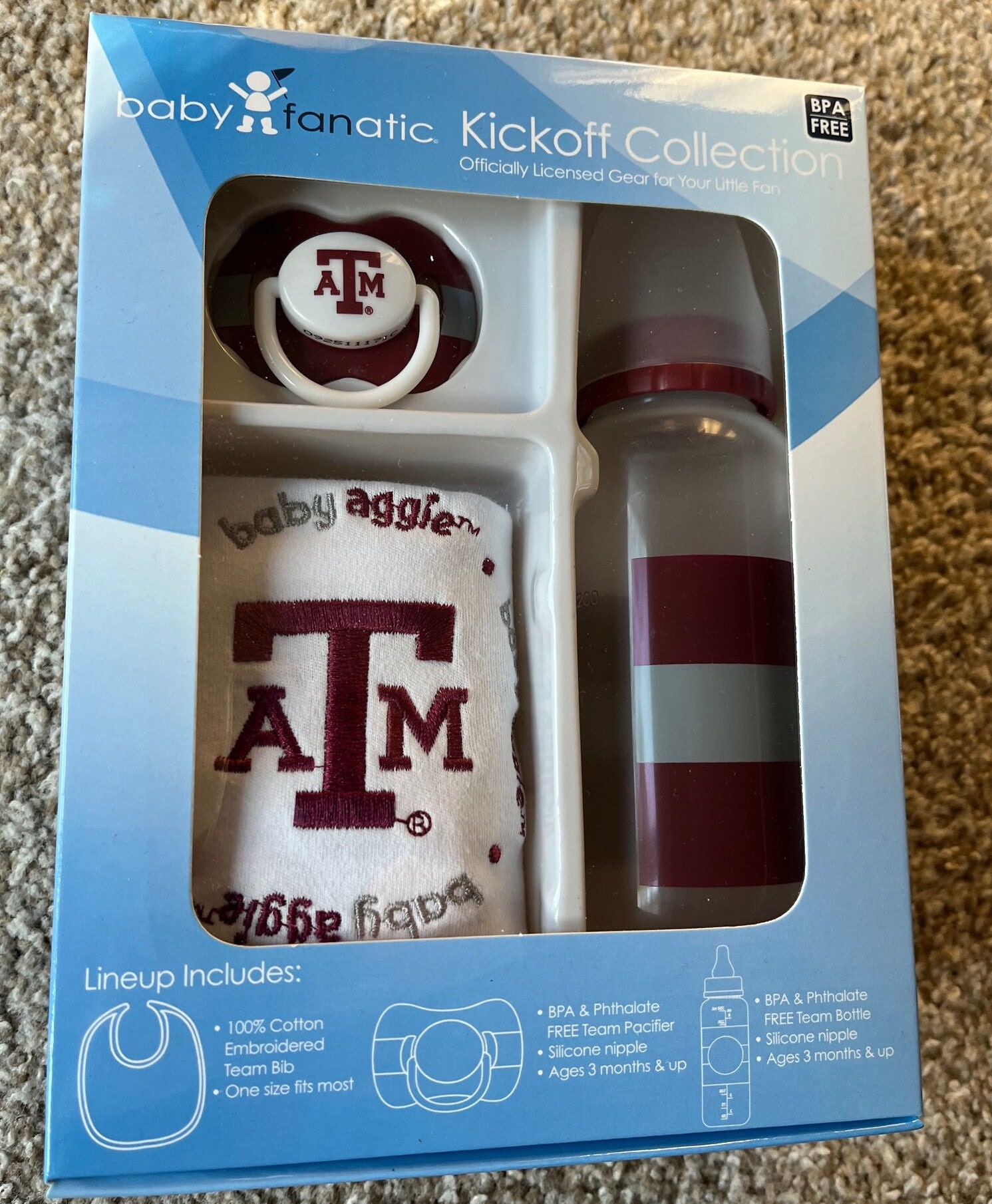 Texas A&M University Baby Fanatic Aggie Baby Gift Set Bottle Bib ...