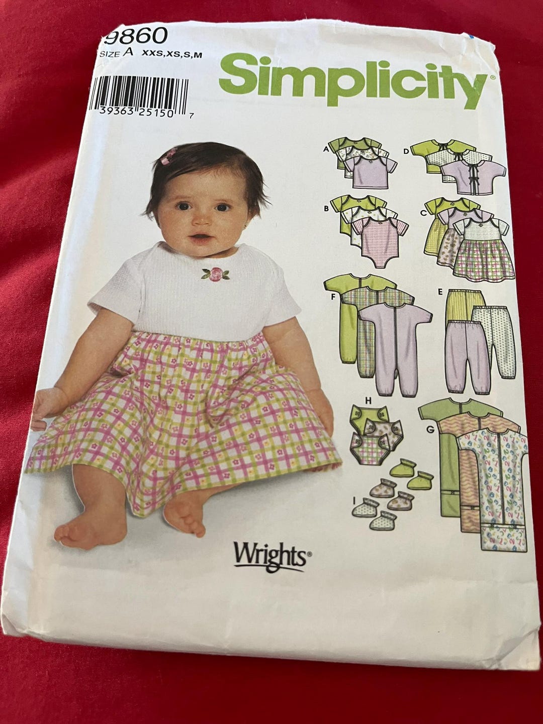 Simplicity Wrights' Pattern 9860 Babies' Layette W/bunting 1 Size Sz ...