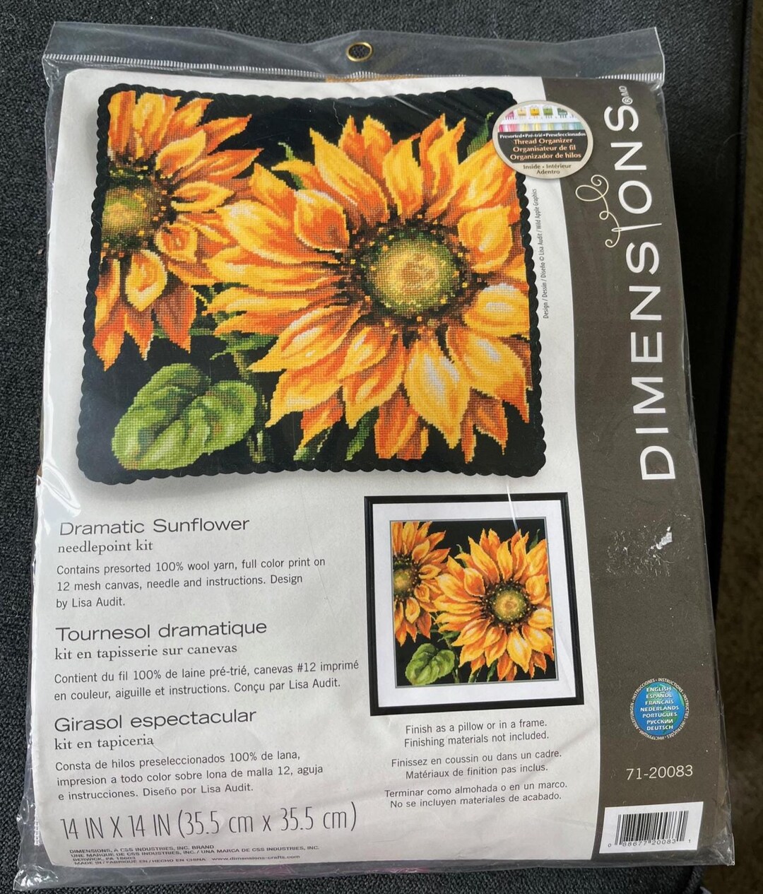 Dimensions Needlepoint Kit 71-20083 Dramatic Sunflower 14" X 14" New ...