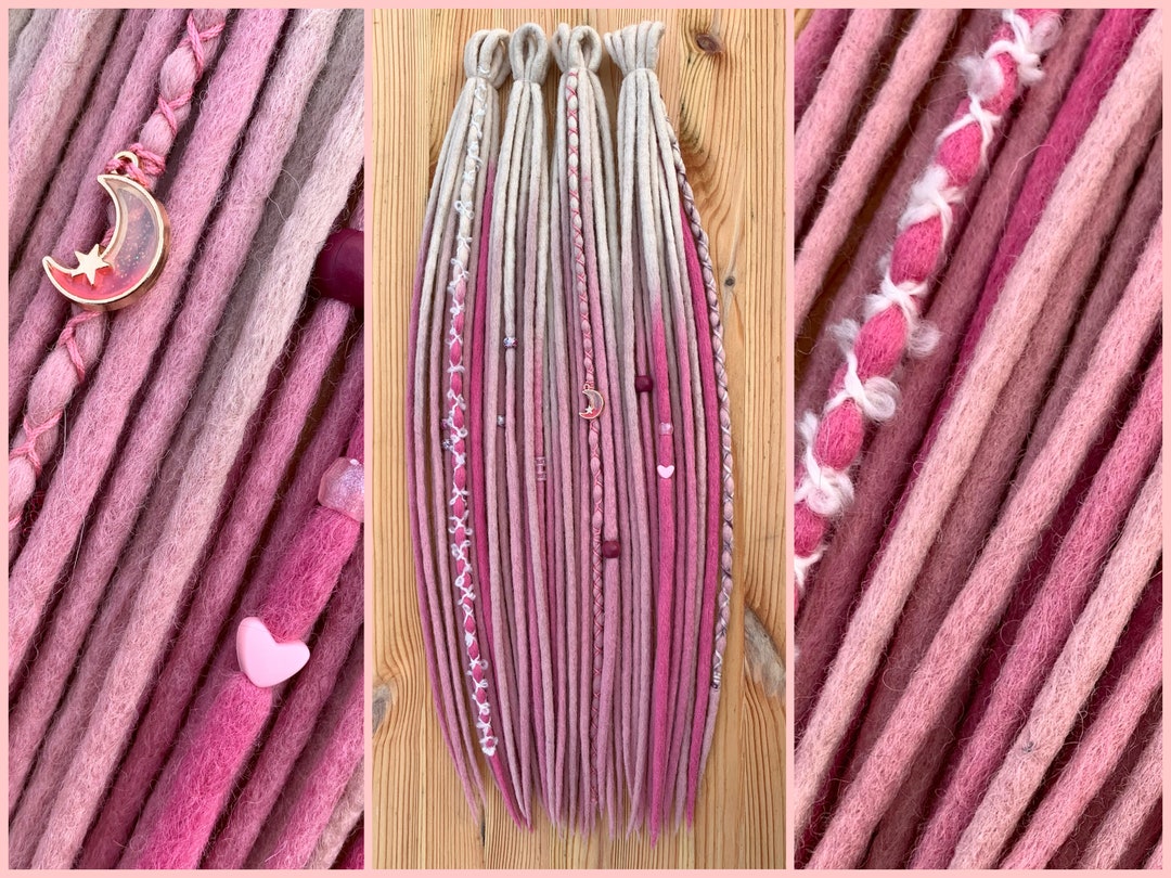 Bubblegum Princess Dreadlocks Extensions WOOL Dreadlocks Wool Dreads No ...