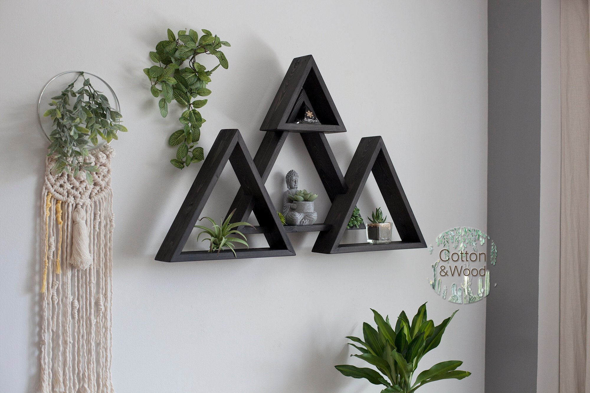 4 Piece 3D Wall Shelf Set Triangle Shelves Different Sizes. - Etsy