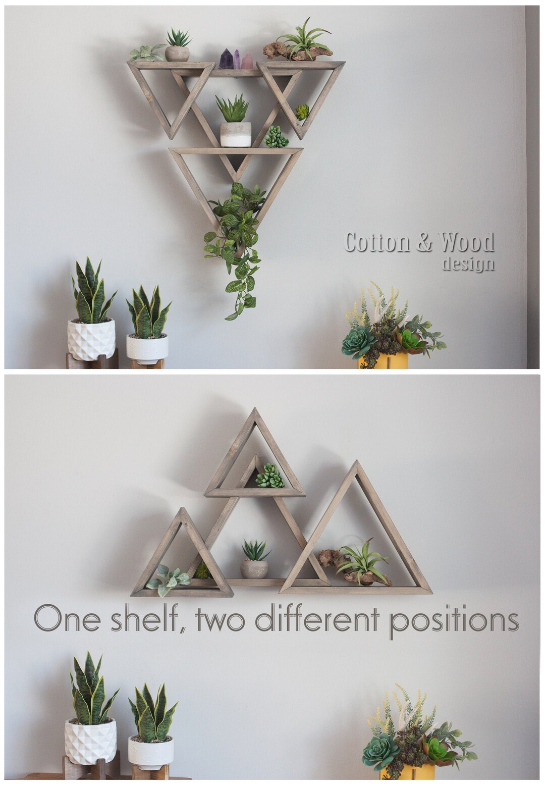 4 Pieces 3D Triangular Wall Shelf Set 20x20. Triangle Shelves. Solid ...