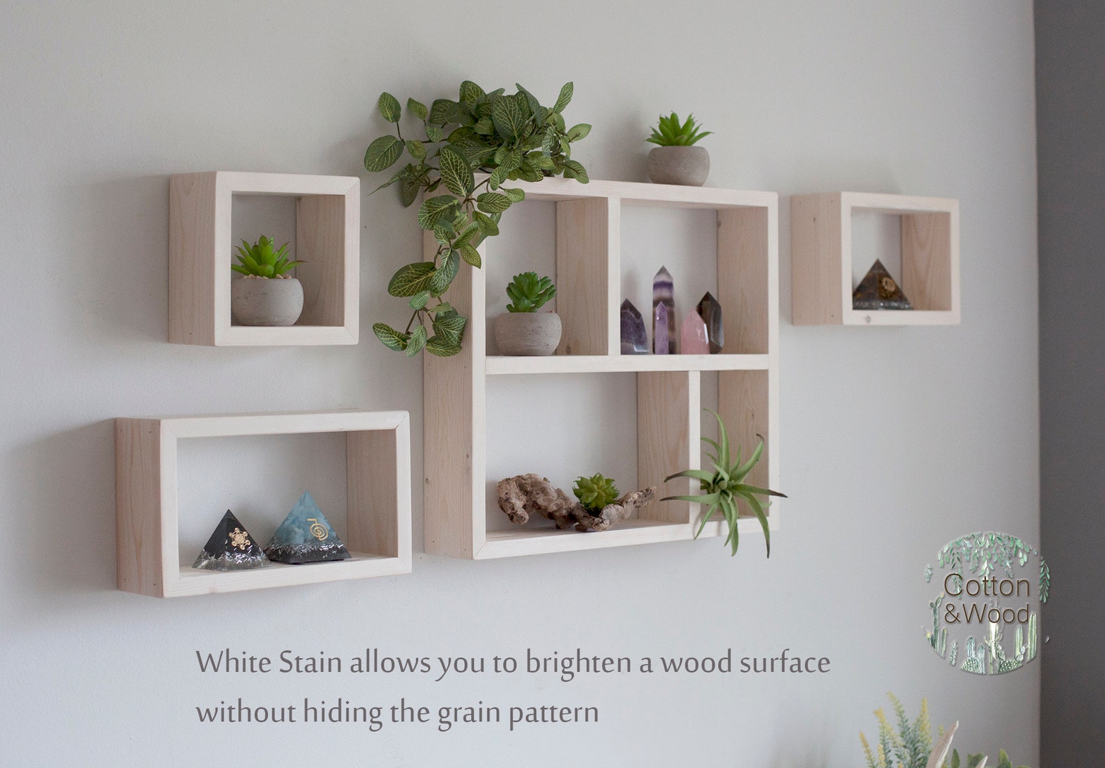 Floating Rectangle Shelves. Solid Wood Shelves. Crystal Shelf. | Etsy