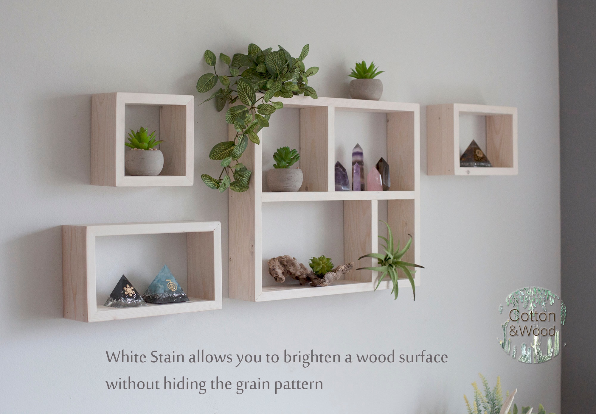 Floating Rectangle Shelves. Solid Wood Shelves. Crystal Shelf. | Etsy