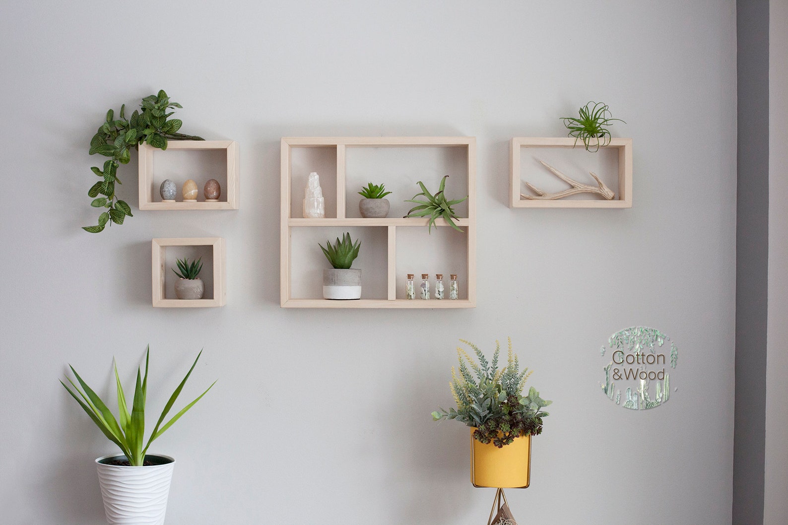 Floating Rectangle Shelves. Solid Wood Shelves. Crystal Shelf. - Etsy