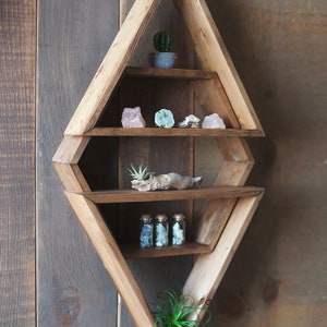 3D Floating Shelf 3in1, 3 Pc , 1 Hexagon & 2 Triangles . Solid Wood ...