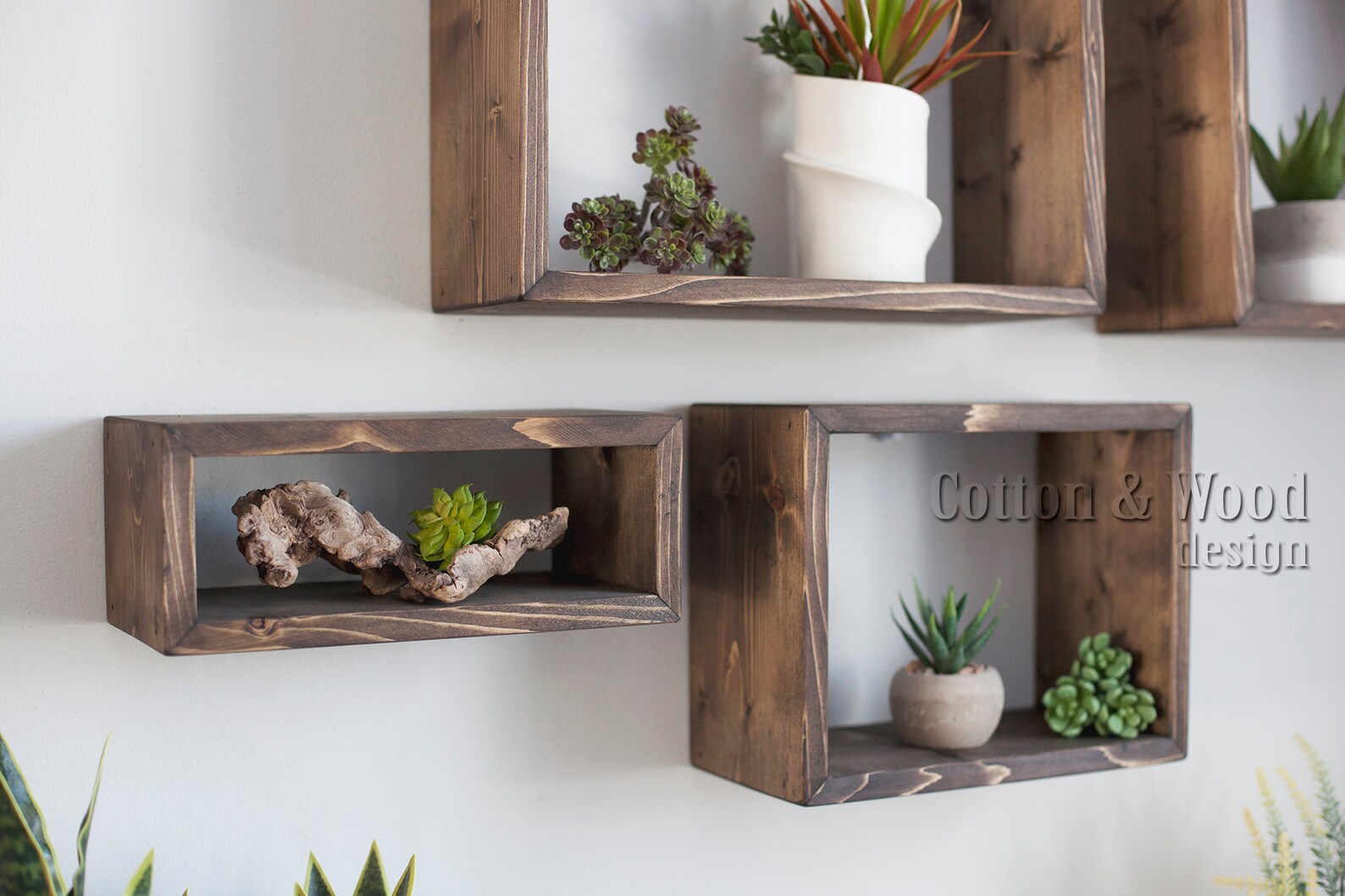 Set of Floating Rectangle Shelves. Solid Wood Shelves. Crystal - Etsy