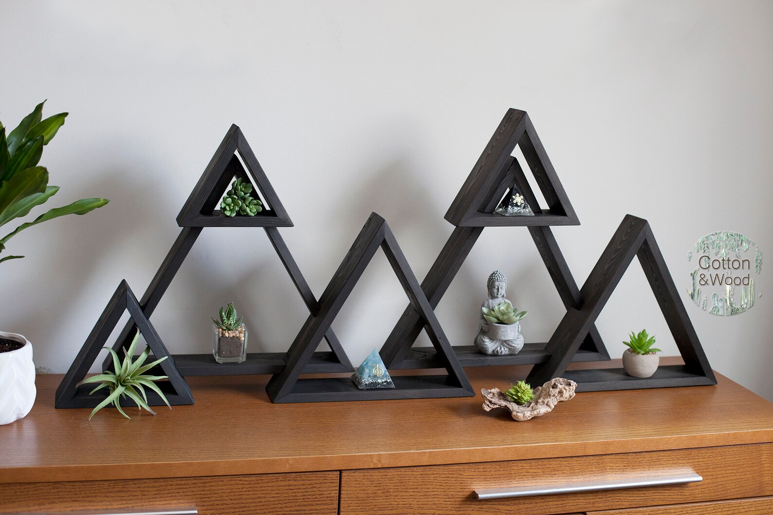 7 Piece 3D Wall Mountain Shelf Set Triangle Shelves - Etsy Canada