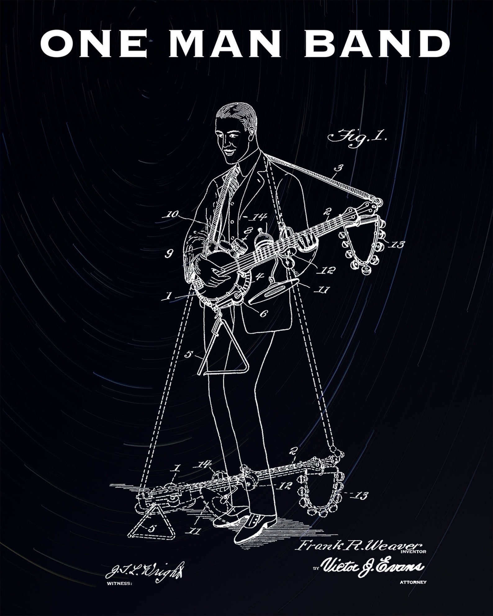 One Man Band Canvas Patent Print Gallery Wrapped Canvas | Etsy