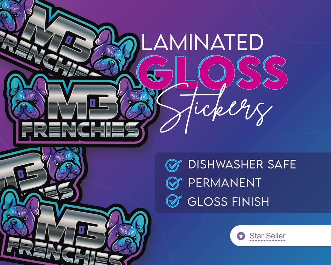Gloss Vinyl Stickers Printed With Your Image - Laminated, Dishwasher ...