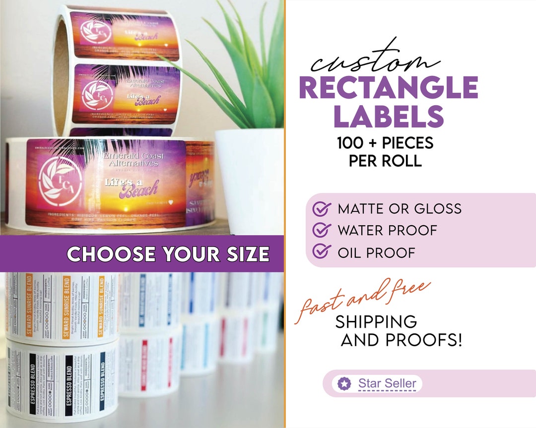 Rectangle Labels Custom Printed Stickers on a Roll Matte or Gloss ...